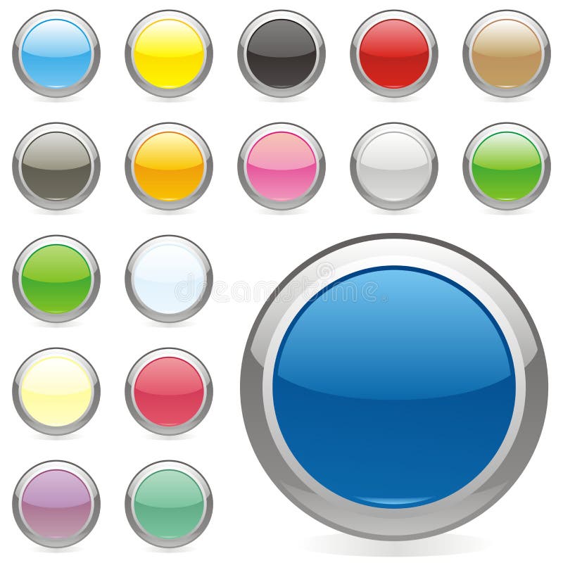 Round Glossy Buttons set stock vector. Illustration of icon - 21632003
