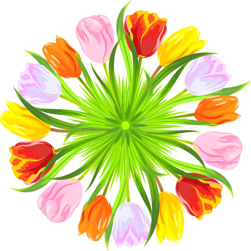 Spring Flowers in Pen Brush Clip Art Stock Illustration - Illustration ...