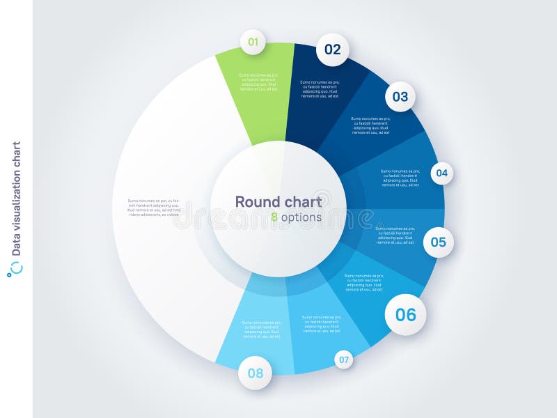 Vector Round Circle Infographic Chart Template Divided by Eight Parts ...