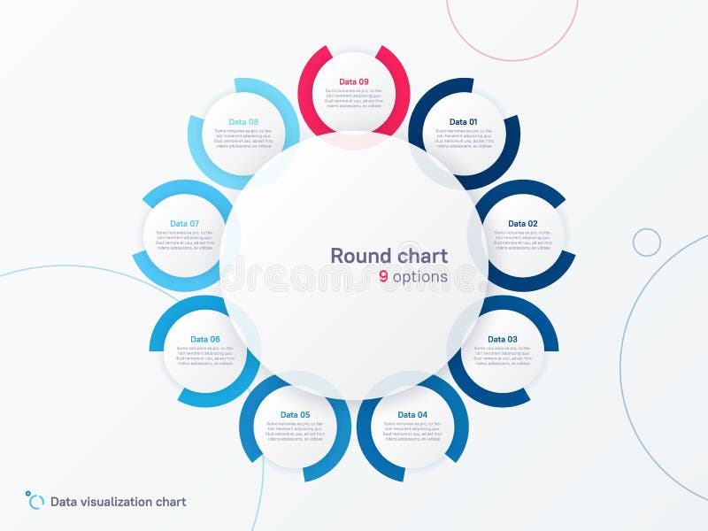 Vector Round Circle Infographic Chart Template Divided by Nine Parts ...