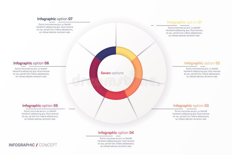 Vector Round Circle Infographic Chart Template Divided by Seven Parts ...