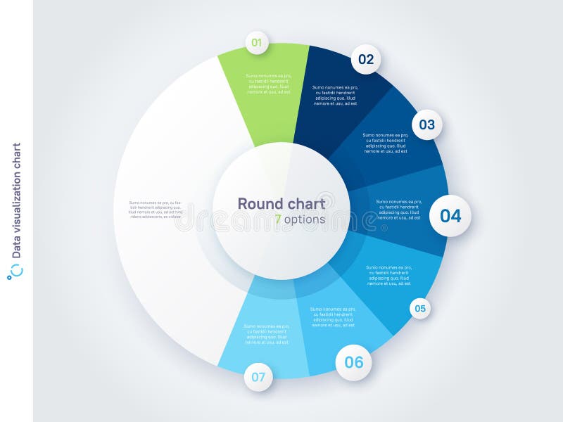 Vector Round Circle Infographic Chart Template Divided by Seven Parts ...