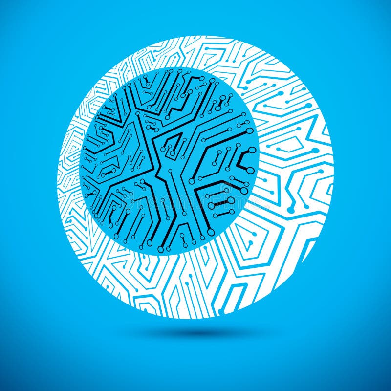 Vector Round Circuit Board with Electronic Components of Technology ...