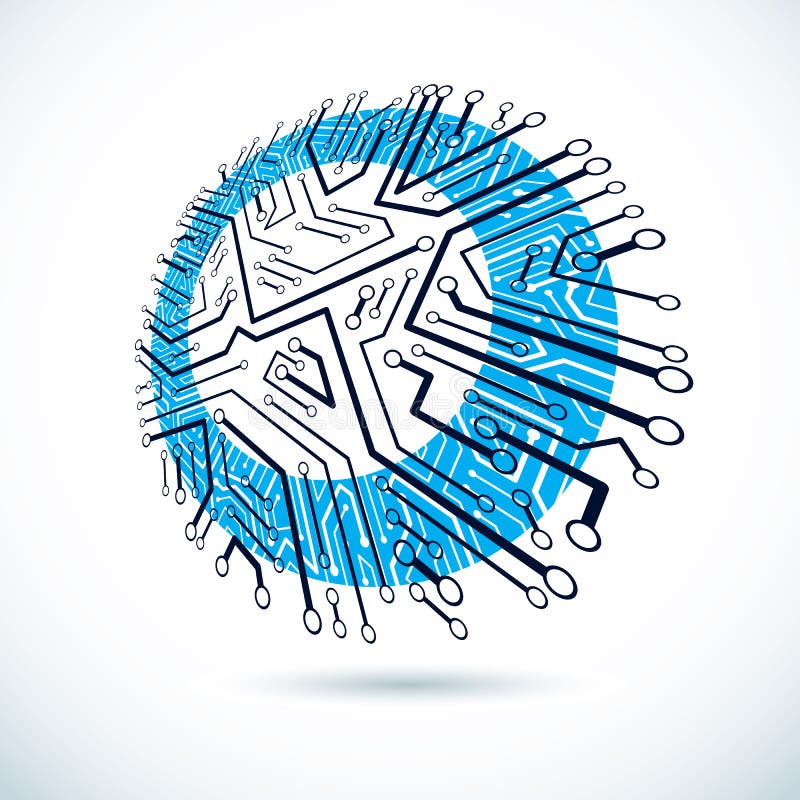 Vector Round Circuit Board with Electronic Components of Technology ...