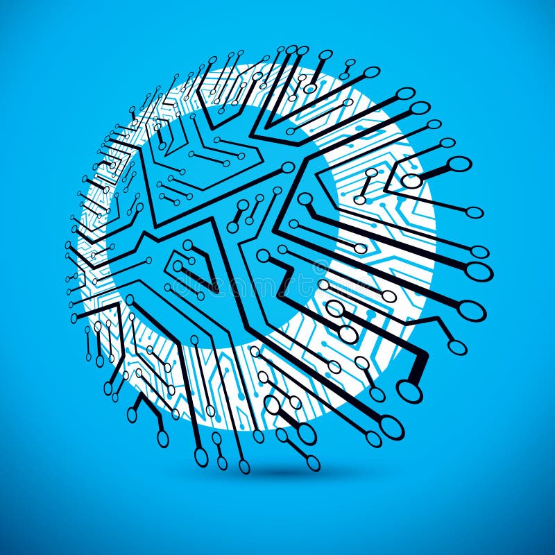 Vector Round Circuit Board with Electronic Components of Technology ...