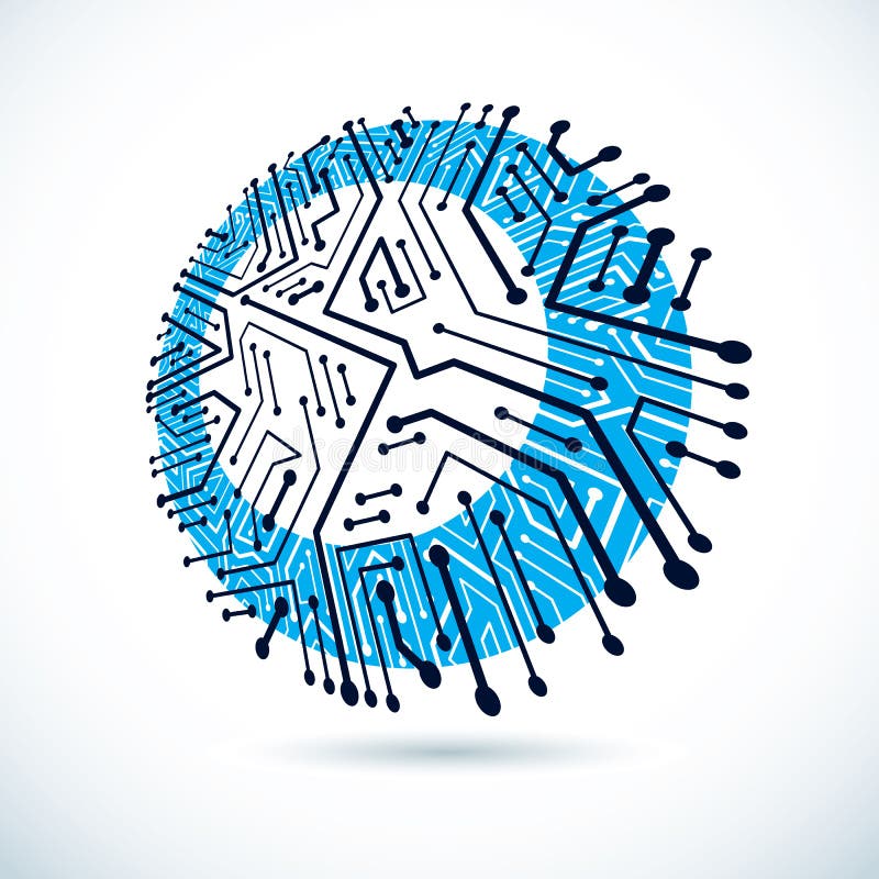 Round Circuit Board with Electronic Components of Technology Device ...