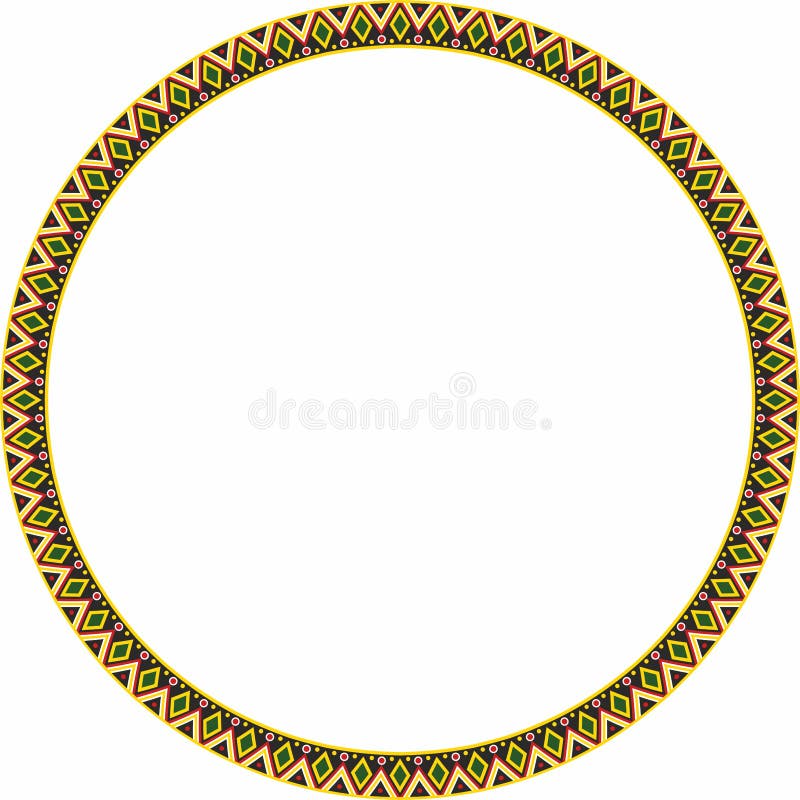 Vector Round Colored Border Ornament. Stock Vector - Illustration of ...