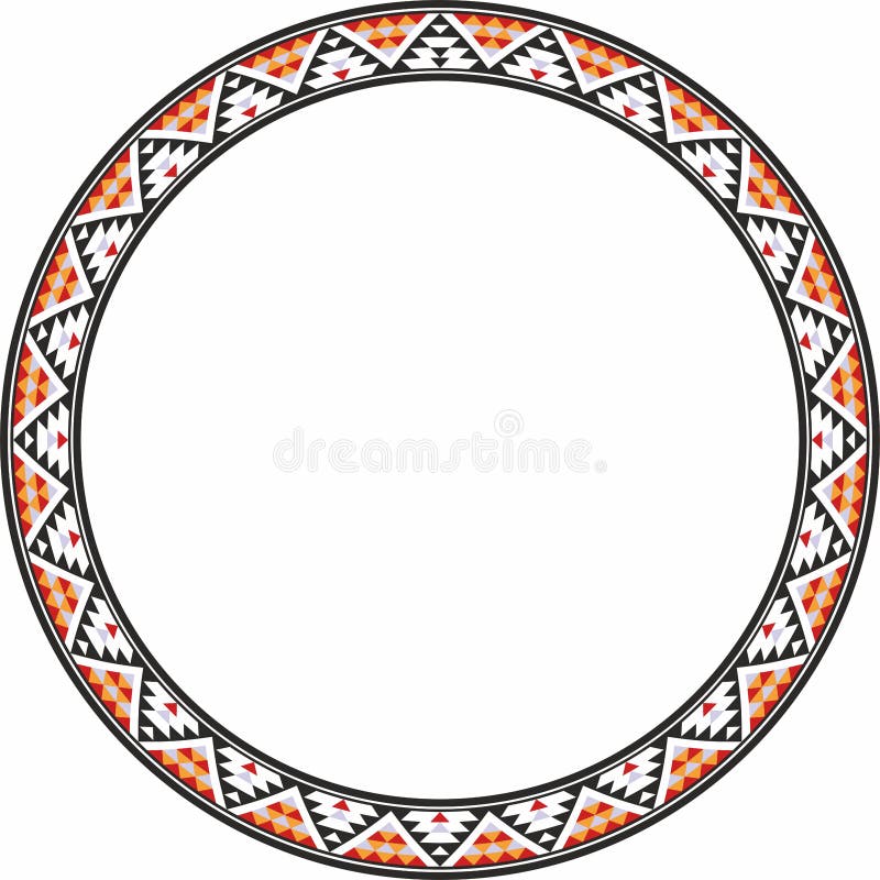 Vector Round Colored Border Ornament. Stock Vector - Illustration of ...