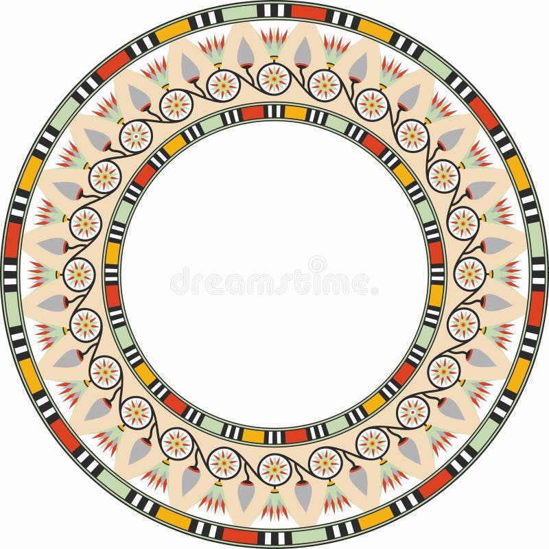 Vector Round Colored Egyptian Ornament. Stock Vector - Illustration of ...