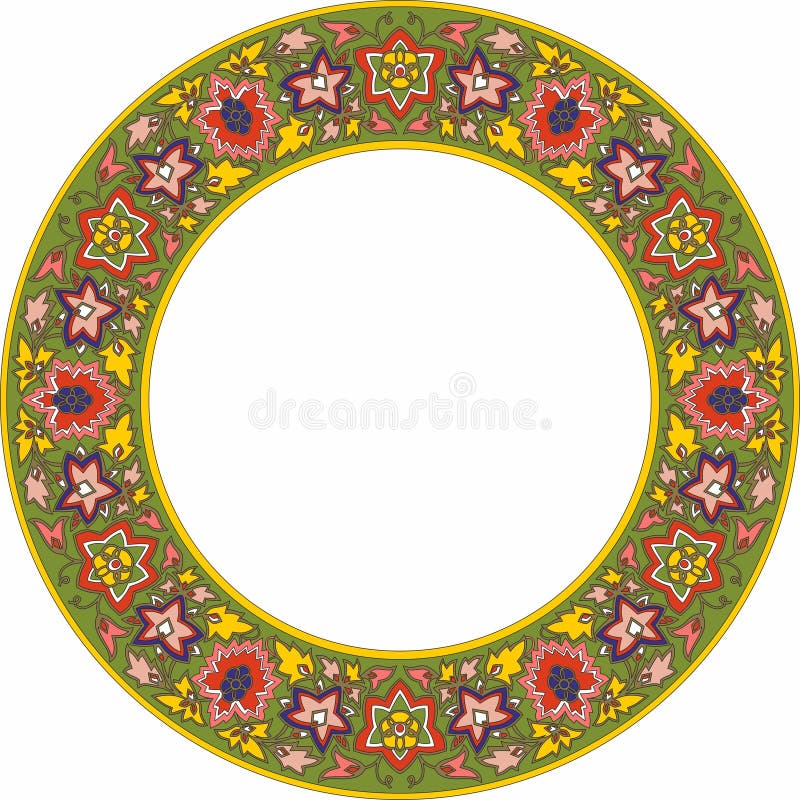 Vector Round Greek Gold on the Black Background Ornament. Meander in a ...