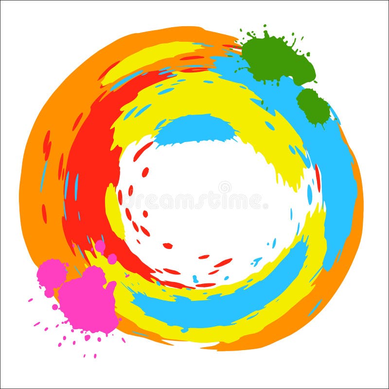 Vector Round Design Element Bright Colored Ink Splashes Stock Vector ...