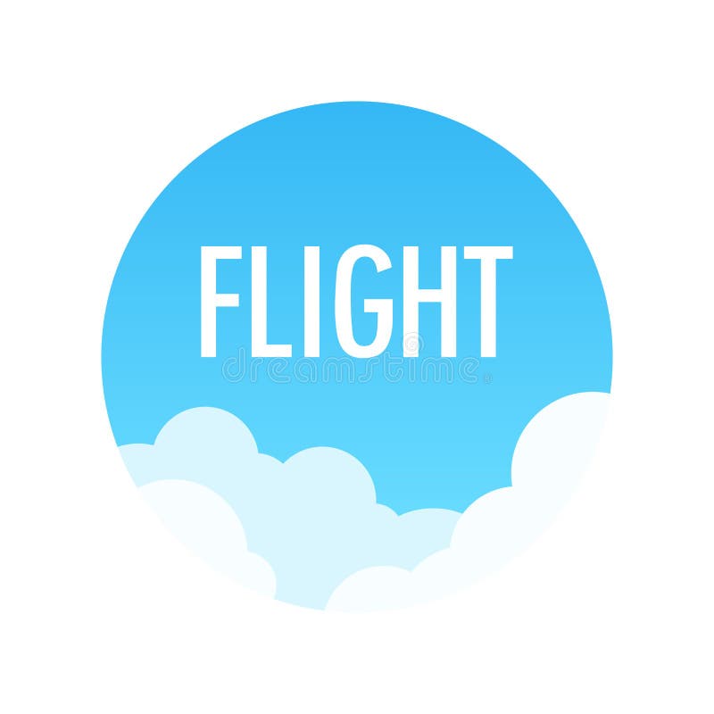 Vector Round Emblem of Flight on Airplane in Blue with Text Stock ...