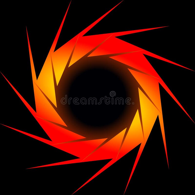 Round Fire Frame on Black Background. Vector Illustration Stock Vector ...