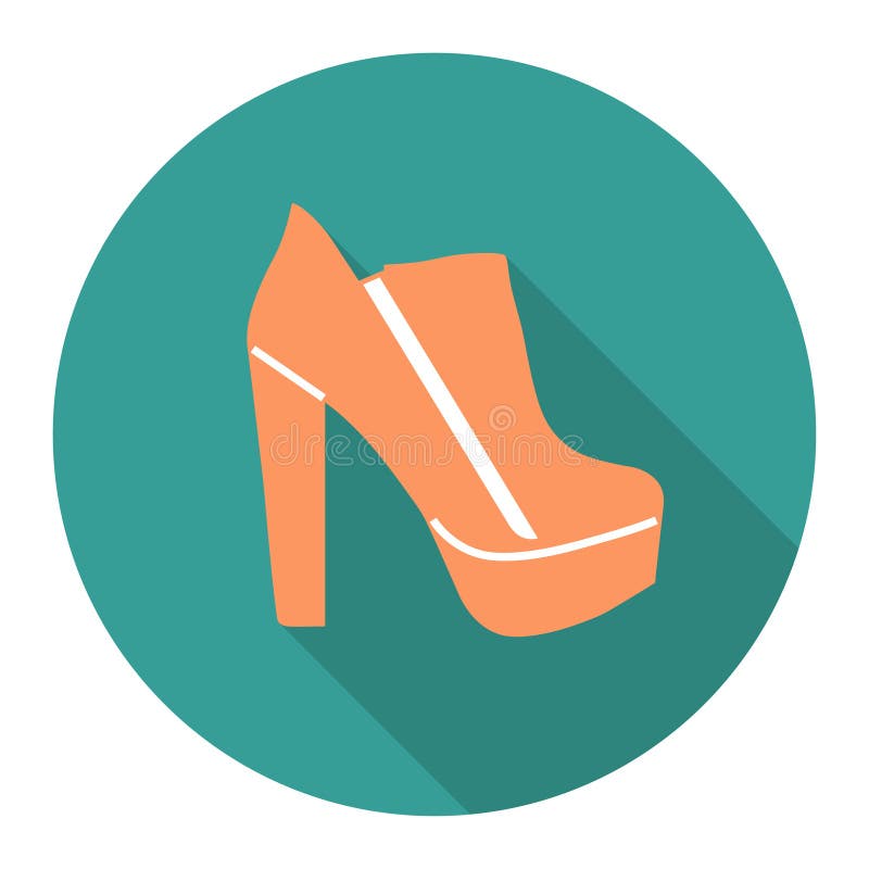 Vector Round Flat Icon with High-heel Shoe Stock Illustration ...