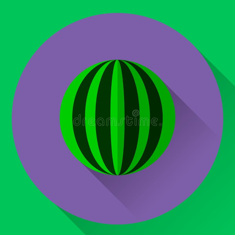 Vector Round Flat Icon of a Watermelon Stock Vector - Illustration of ...