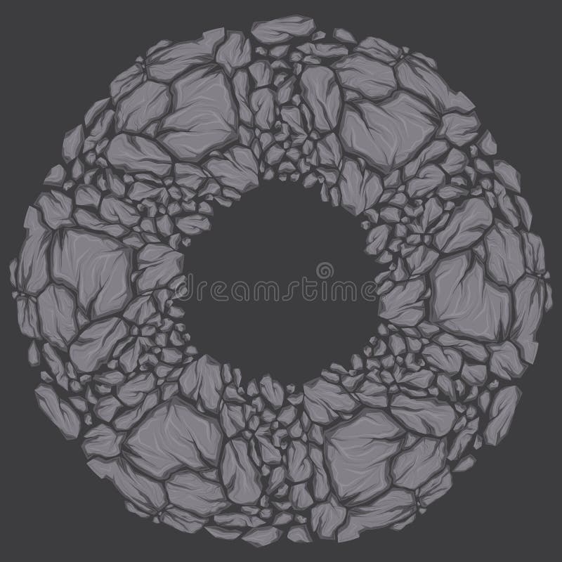 Vector Round Frame of Broken Stones and Copy Space. Earthquake Danger ...