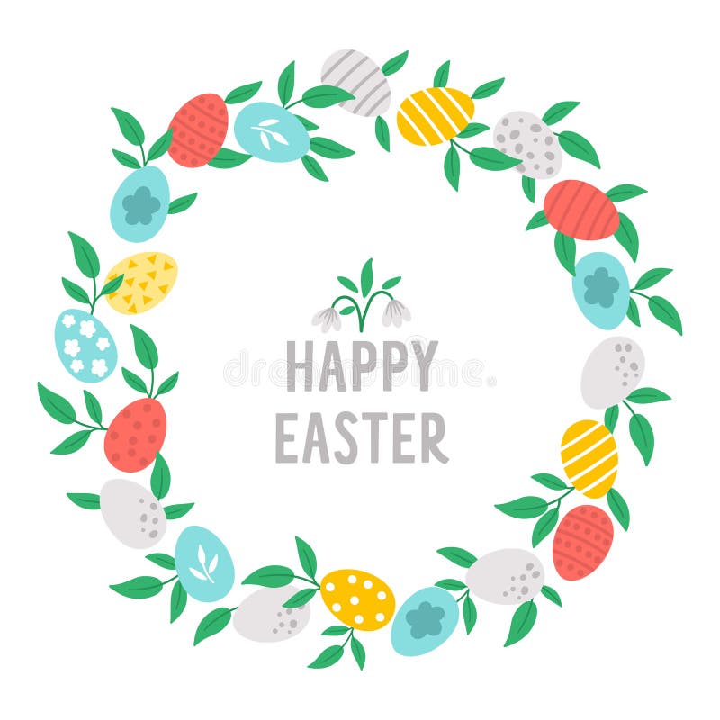 Vector Round Frame with Easter Elements. Spring Concept Wreath. Design ...