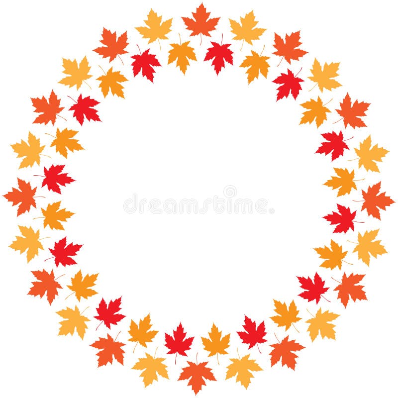 Vector Round Frame from Maple Autumn Leaves Stock Vector - Illustration ...