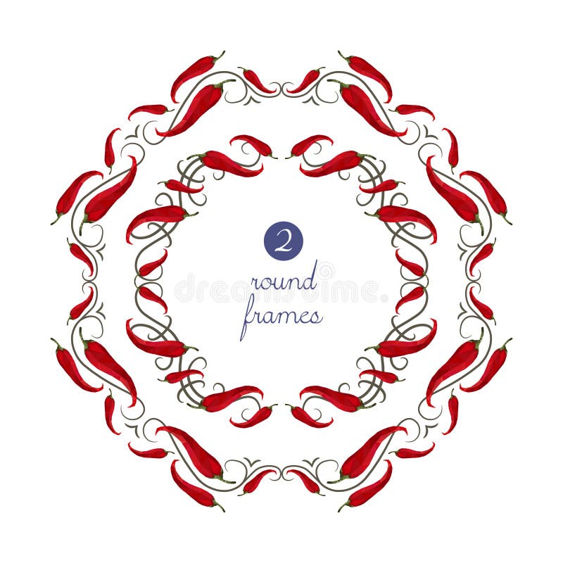 Vector Round Frames with Pepper Chili in Origami Style Stock Vector ...