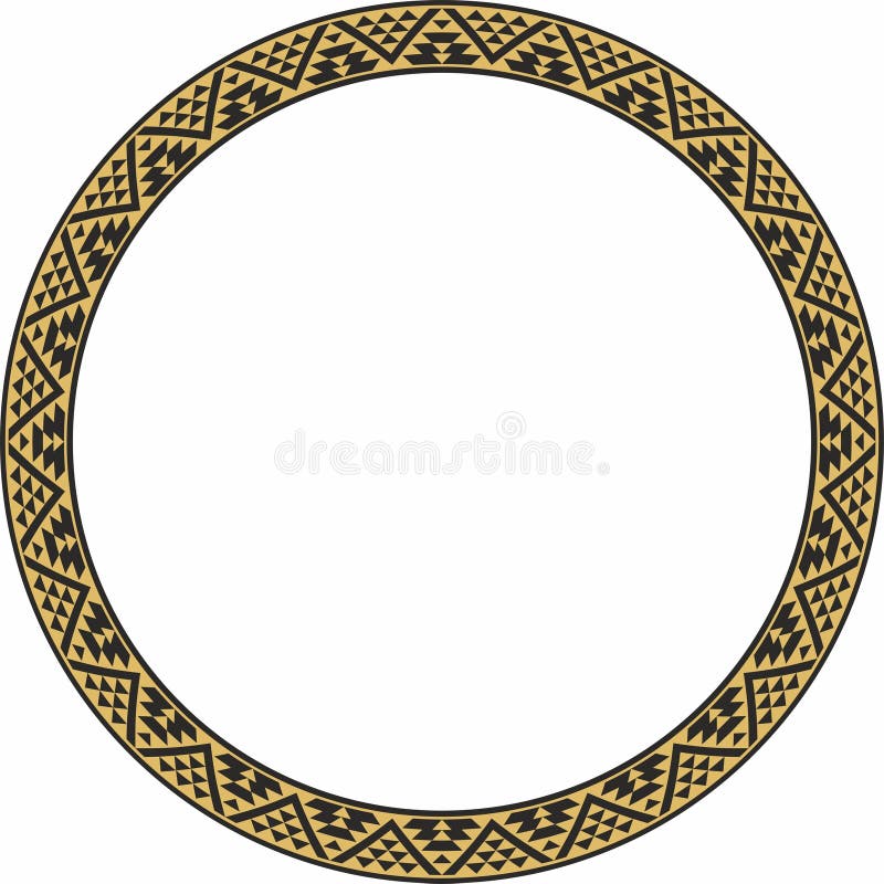 Vector Round Golden Border Ornament. Native American Tribes Framework ...