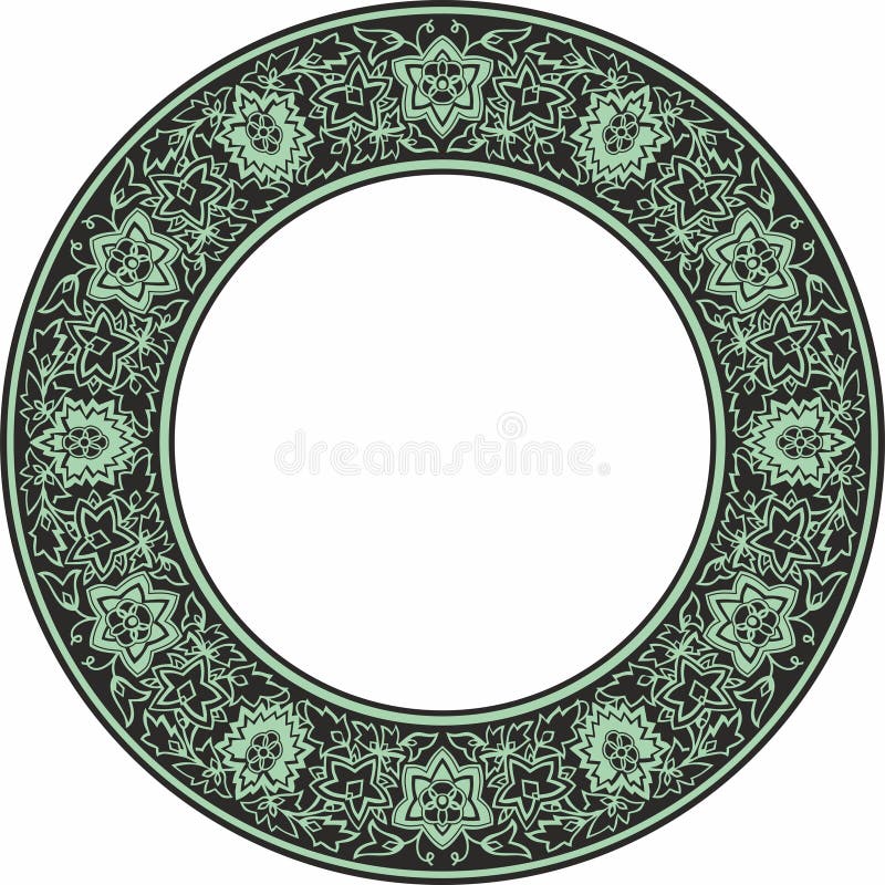 Vector Round Green with Black National Indian Ornament. Stock Vector ...