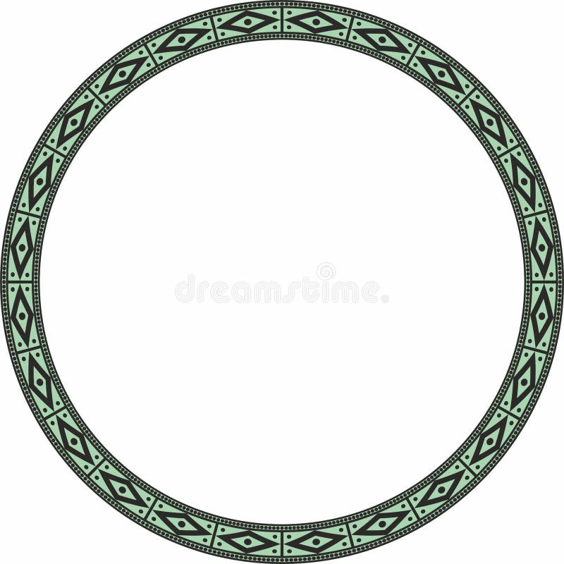 Vector Round Green Border Ornament. Native American Tribes Framework ...