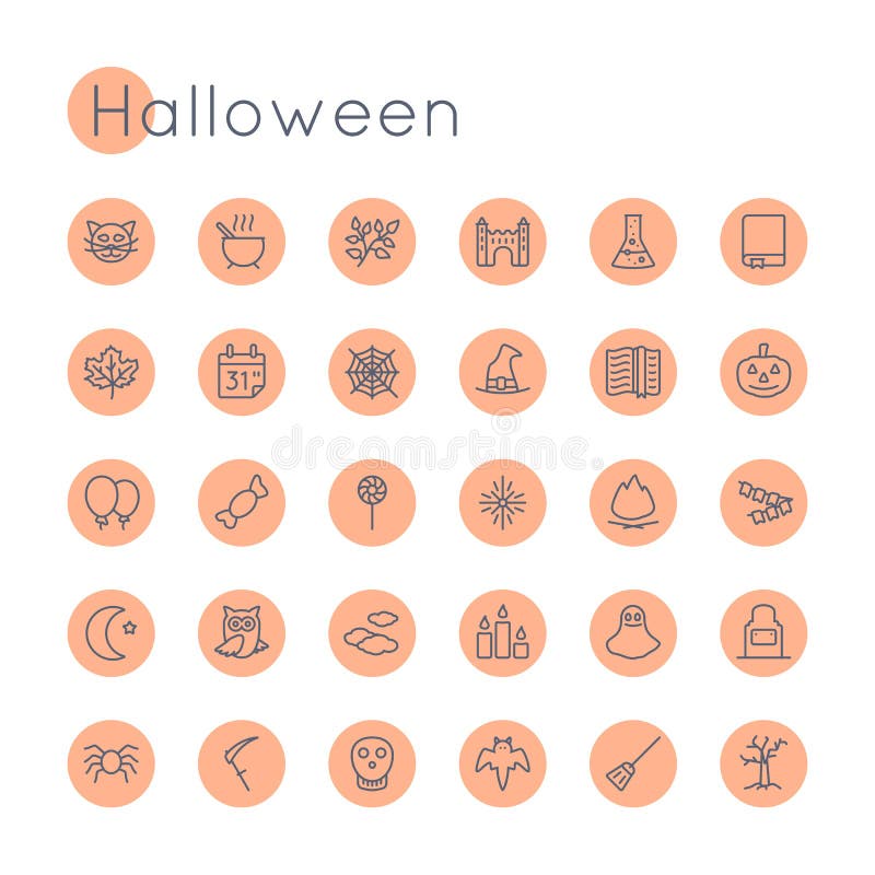 Vector Round Halloween Icons Stock Vector - Illustration of pumpkin ...