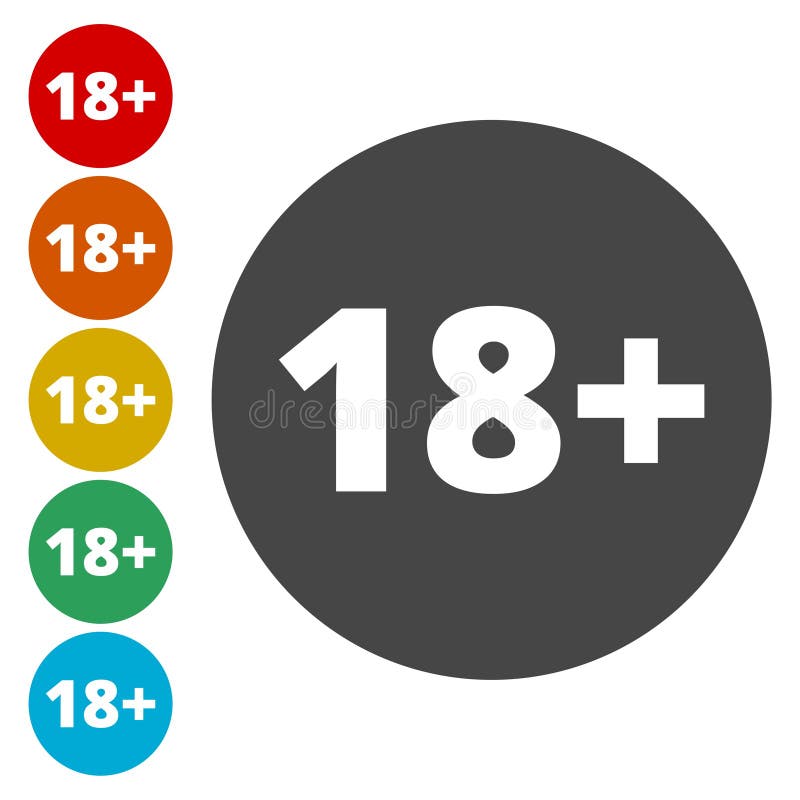 Vector Round Icon of 18 Sign on White Stock Vector - Illustration of ...