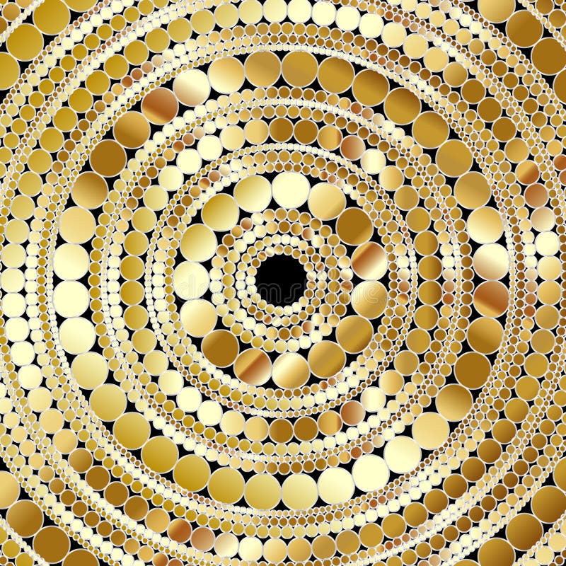 Vector Round Lovely Gold Concentric Pattern Stock Vector - Illustration ...