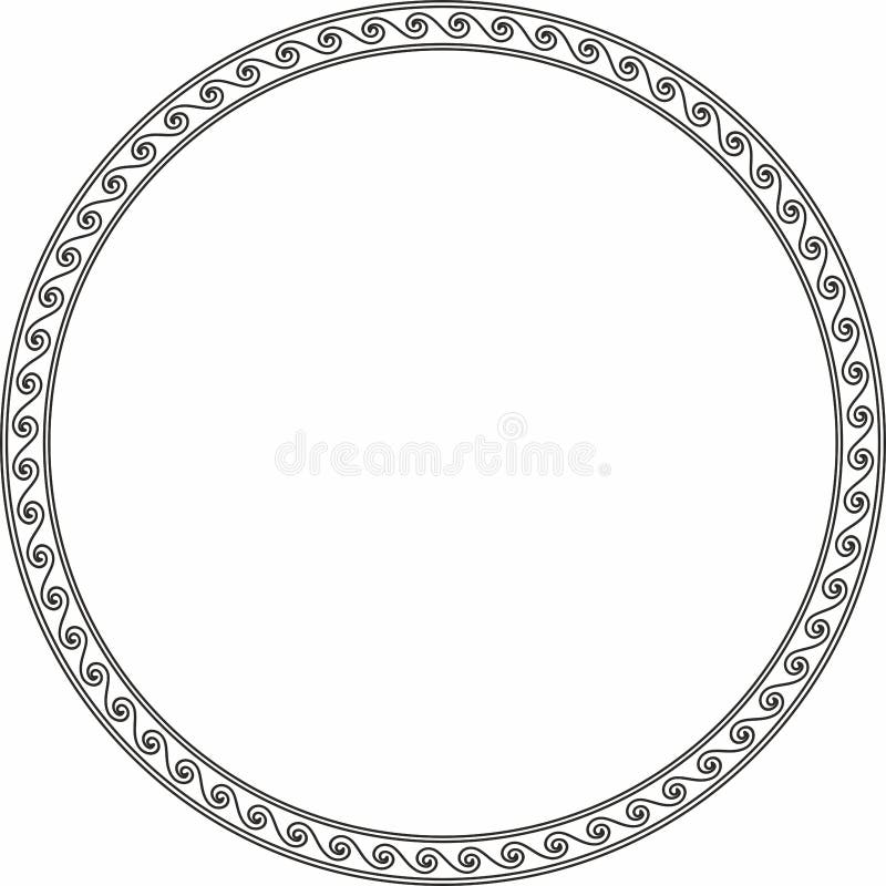 Vector Round Monochrome Classic Frame. Greek Wave Meander. Patterns of ...