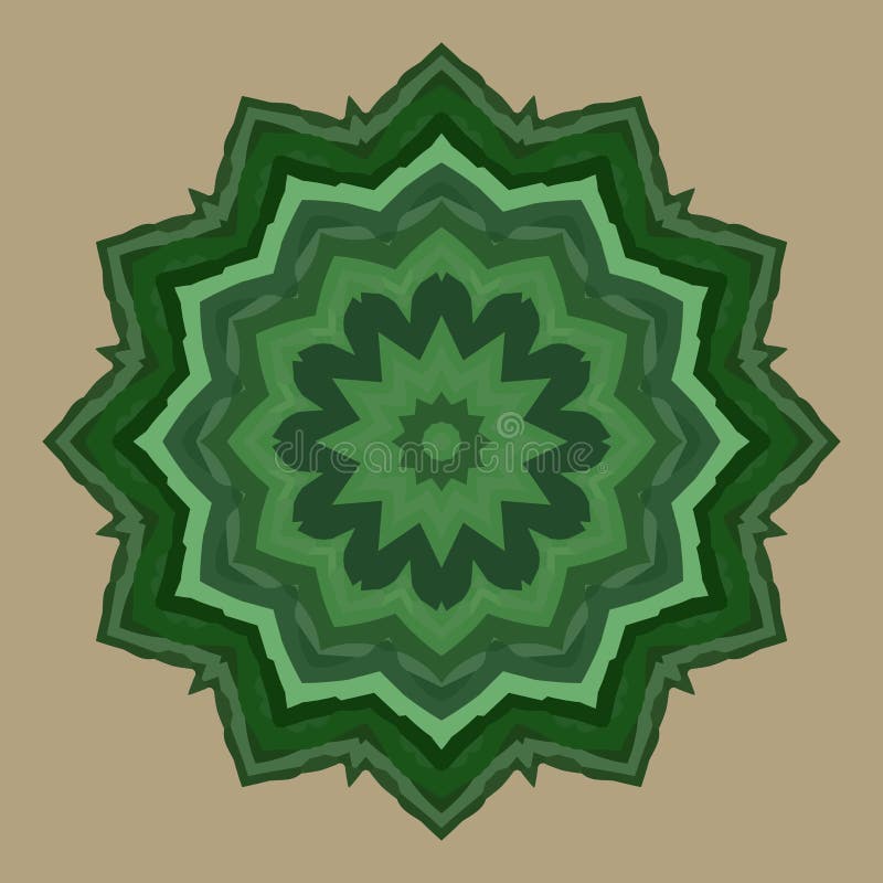 Vector Round Pattern with Colored Green Lines. Circle of Symmetry ...