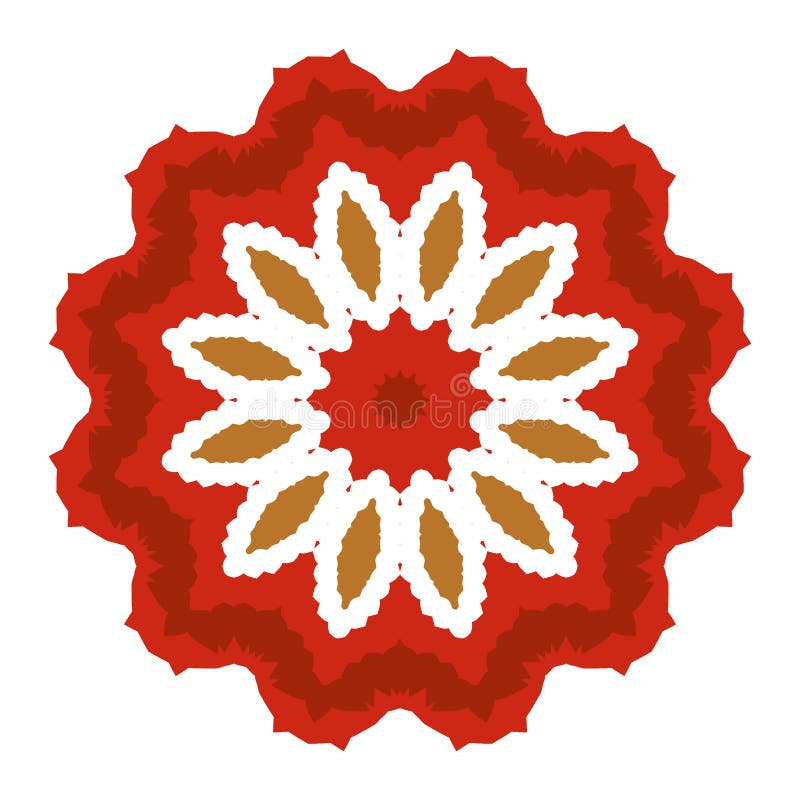 Vector Round Pattern with Colored Red Lines. Circle of Symmetry. Design ...