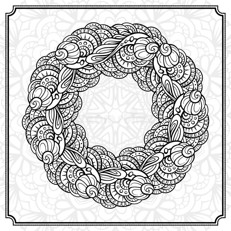 Vector round pattern frame stock vector. Illustration of black - 77082489