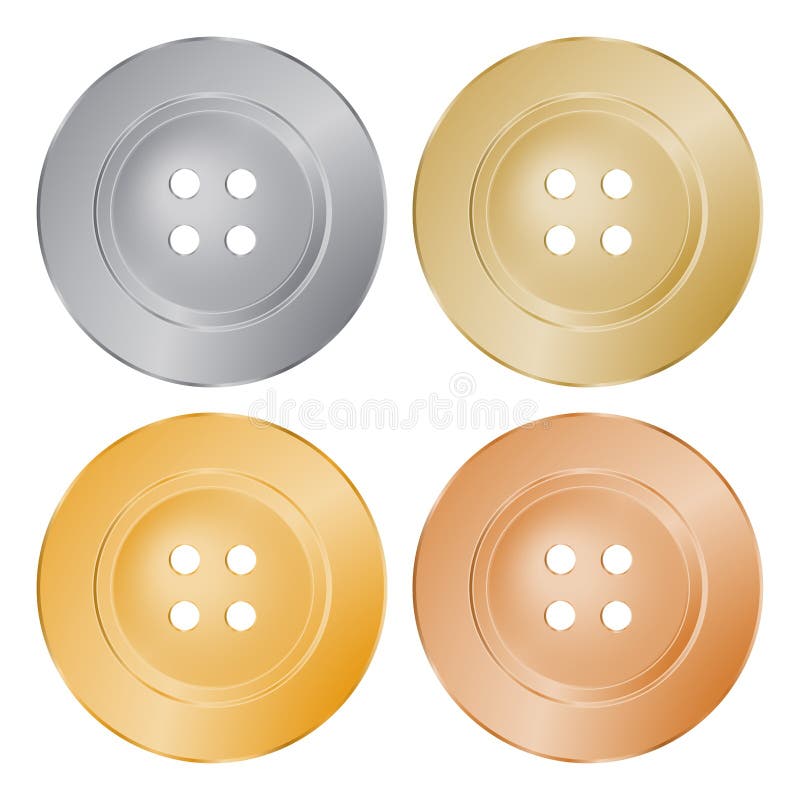 Vector Round Sewing Buttons of Gold, Silver, Bronze, Brass Stock Vector ...
