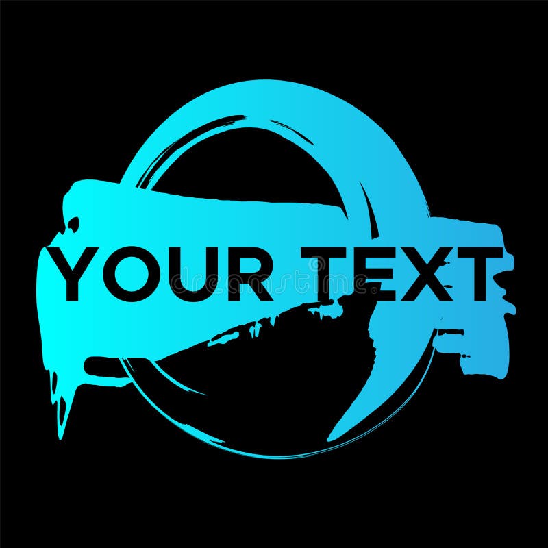 Vector Round Shape on Black. Blue Circle Stamp. Icon, Logo, Banner ...