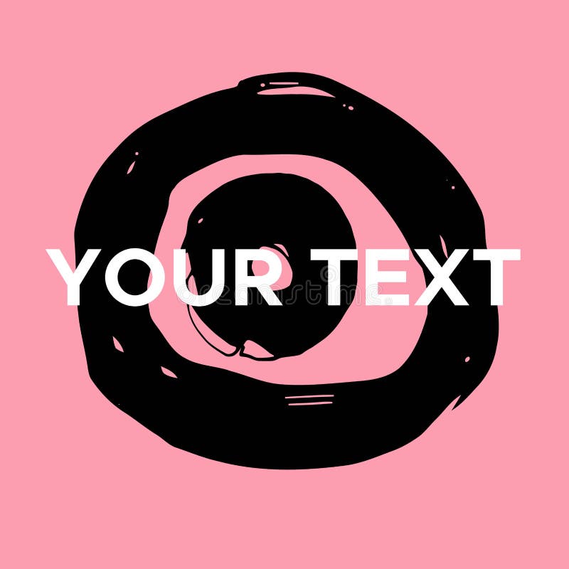 Vector Round Shape on Pink. Black Circle Stamp. Icon, Logo, Banner ...
