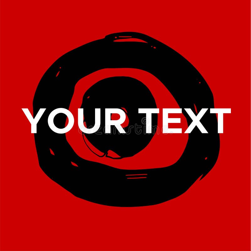 Vector Round Shape on Red. Black Circle Stamp. Icon, Logo, Banner ...