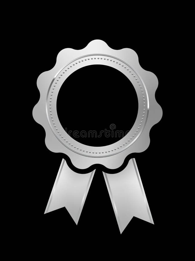 Vector Round Silver Seal with Ribbon on Black Stock Vector ...
