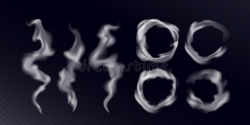 Vector Round Smoke Ring. Abstract Realistic Circle Smoke Texture Stock ...