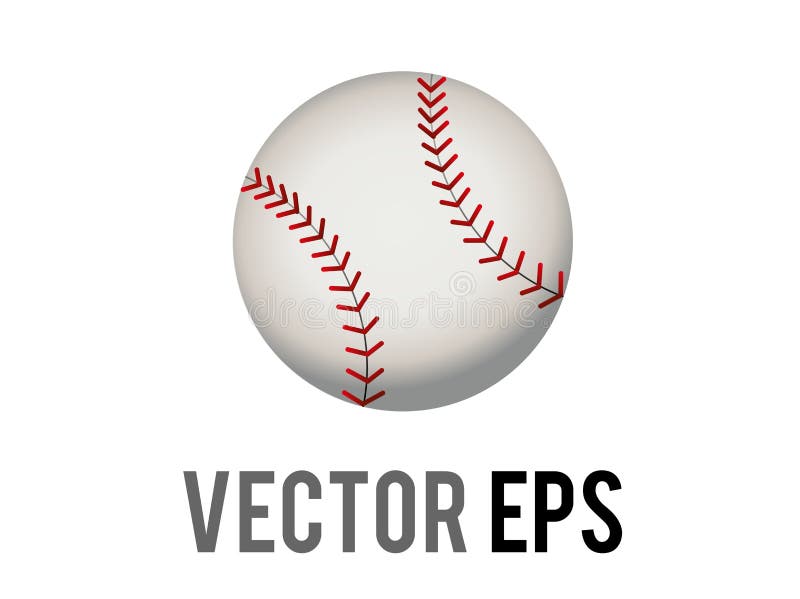 Vector Round White Ball for Baseball Icon with Regulation Red Stitching ...