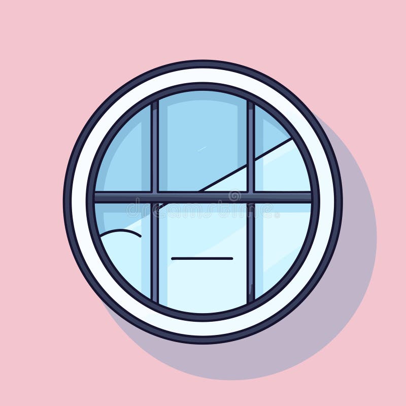 Vector of a Round Window on a Pink Wall with a Minimalist Design Stock ...