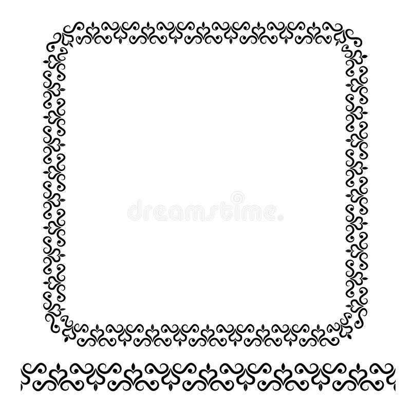 Vector Rounded Corner Square Floral Frame, Isolated on White Stock ...