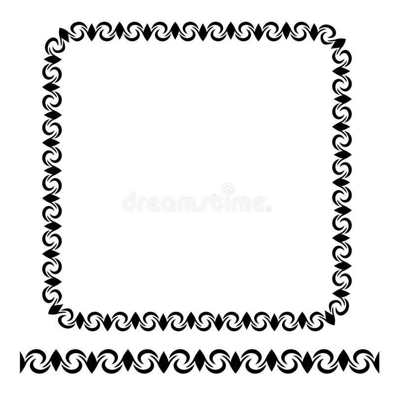 Vector Rounded Corner Square Floral Frame, Isolated on White Stock ...