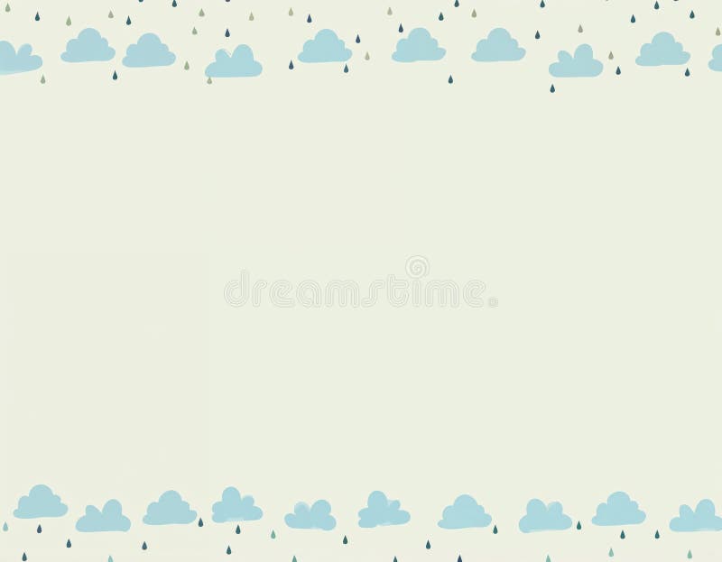 Vector of Rows of Clouds in the Sky with Rain Drops Forming a Border on ...