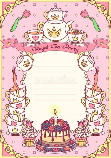 Vector Royal Tea Party Template Stock Vector - Illustration of flat ...