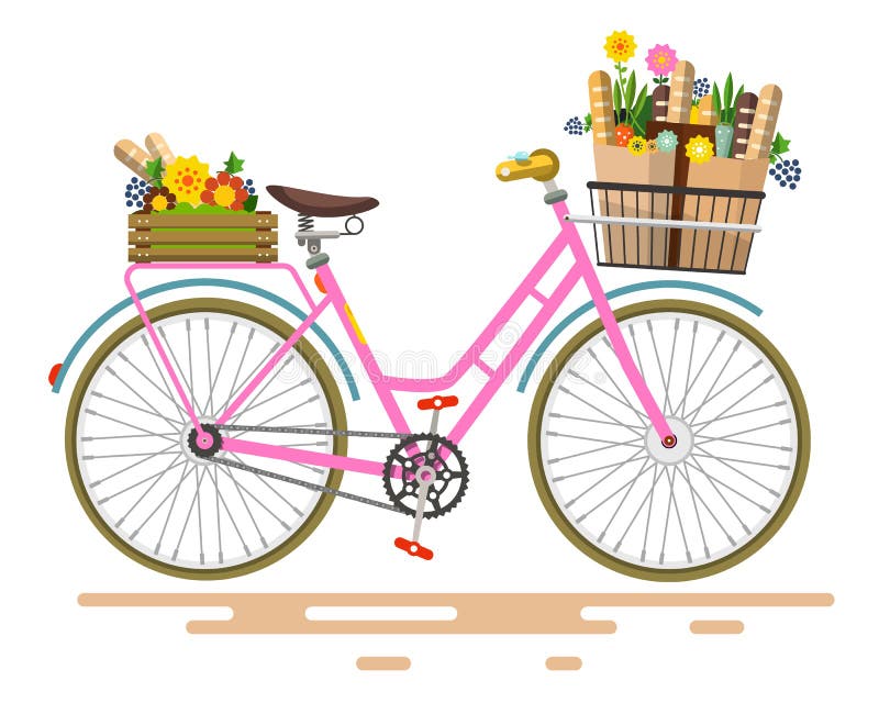 Vector Roze Fiets vector illustratie. Illustration of romantisch - 85839517