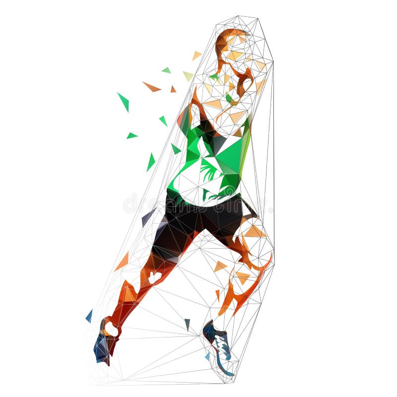 Vector Runner, Abstract Geometric Running Man Illustration. Side View ...