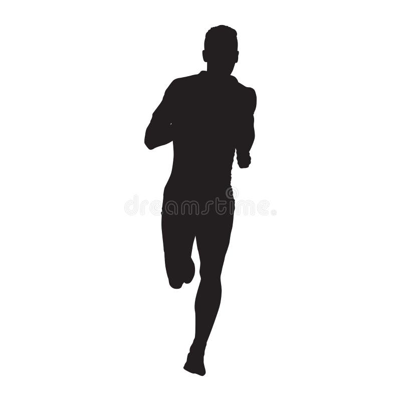 Vector Runner, Isolated Silhouette. Front View Stock Vector ...