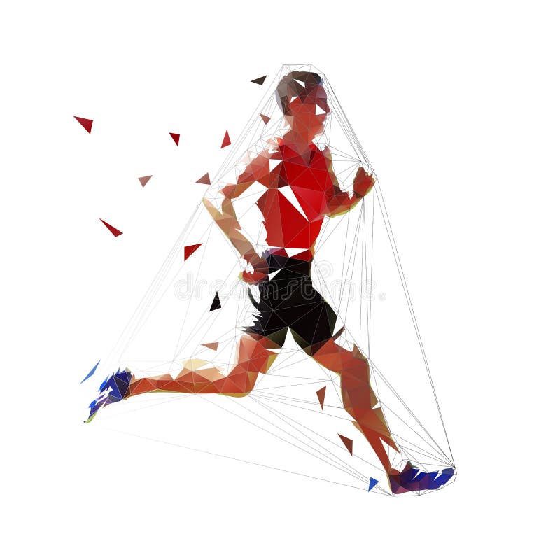 Vector Runner, Abstract Geometric Running Man Illustration. Side View ...