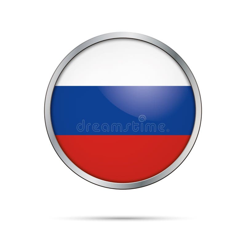 Vector Russian Flag Button. Russia Flag in Glass Button Style. Stock ...